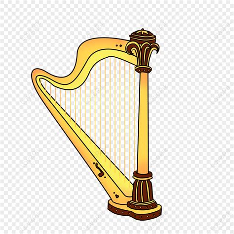 만화 일러스트 스타일 갈색 레이스 황금 노란색 직립 하프 클립 아트음악이스트 Png 일러스트 무료 다운로드 Lovepik