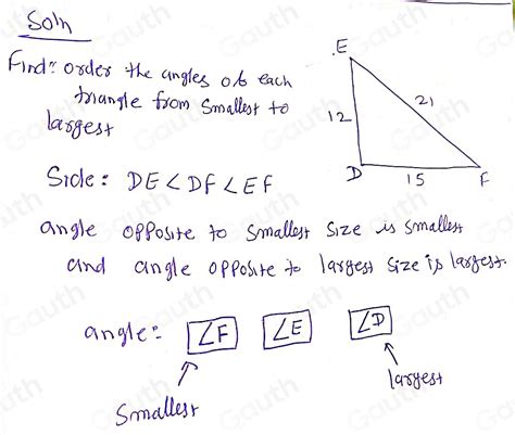 solved angle siut instructions order the angles of each triangle from