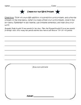 Word Problem Create Your Own By Stellar In Second Grade TpT