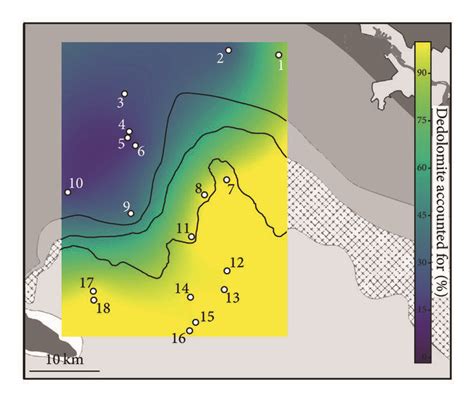 A The Contour Map Displays The Color Coded Percentage 0100 Of
