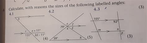 solved 4 calculate with reasons the sizes of the following labelled
