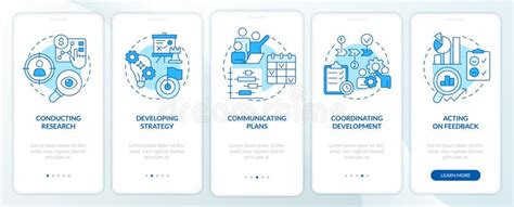 Product Management Blue Onboarding Mobile App Screen Stock Vector Illustration Of Infographic