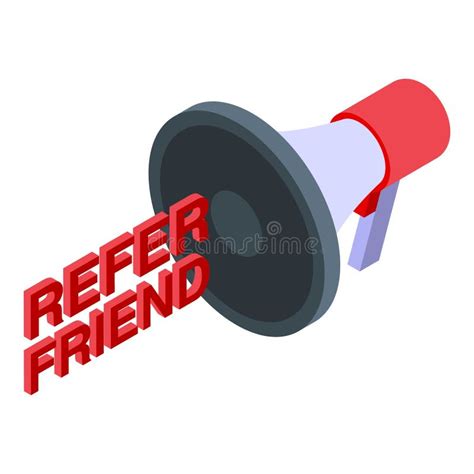 Megaphone Announcing Refer A Friend Program With Loudspeaker Stock