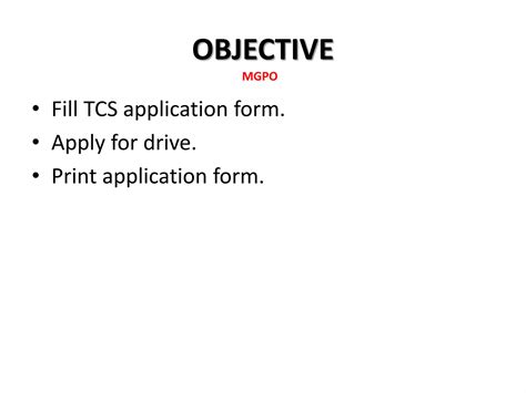 Tcs Application Form For Placement Drive Ppt