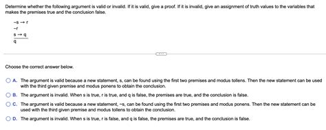 Solved Determine Whether The Following Argument Is Valid Or Chegg