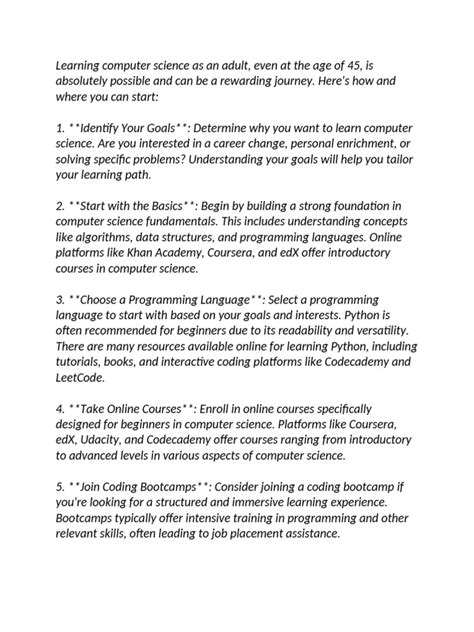 Learning Computer Science As An Adult Pdf Computer Programming Learning