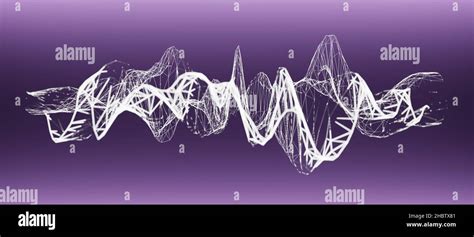 Abstract Wireframe Waveform Or Polygonal Structure On Purple Background