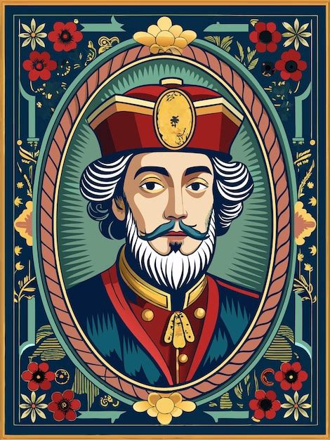 Premium Vector Portrait Of A Man In A Vintage Frame