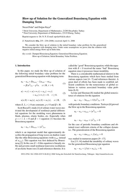 Pdf Blow Up Of Solution For The Generalized Boussinesq Equation With Damping Term