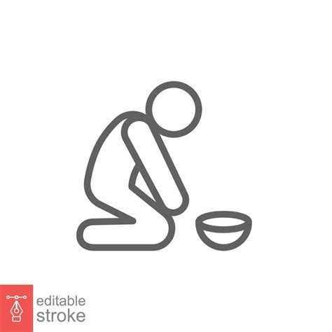 Poverty Line Icon Simple Outline Style Homeless Beggar Hunger And