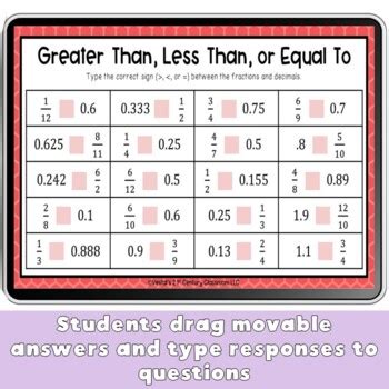 Comparing Fractions And Decimals Activities For Google Slides TPT