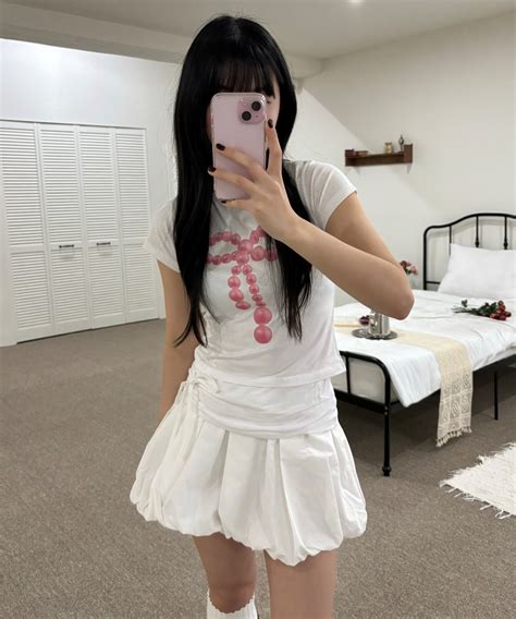 올키세스 발레코어 벚꽃 밴딩 리본 펌킨스커트