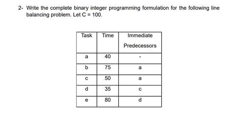 Solved 2 ﻿write The Complete Binary Integer Programming