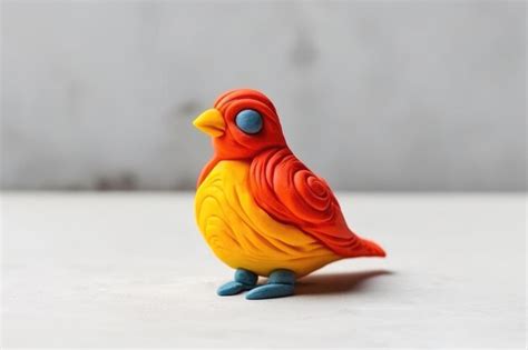 Pájaro Hecho De Plastilina Sobre Fondo Blanco Ia Generativa Foto Premium