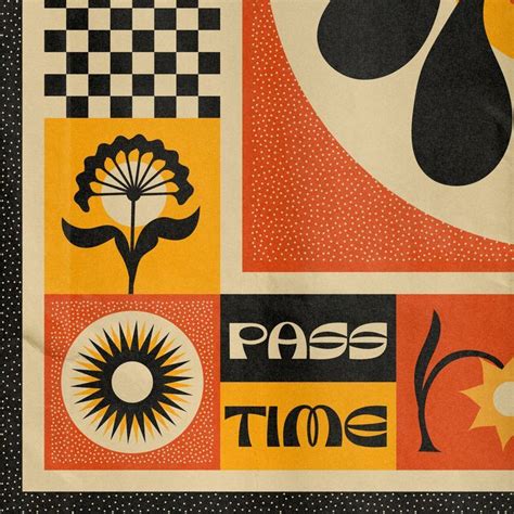 Pass Time Design In 2025 Retro Art Prints Letterpress Poster
