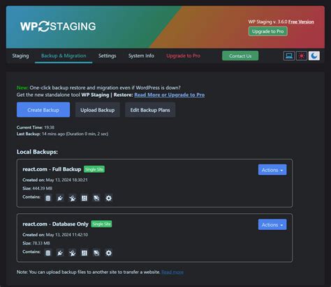 Wp Staging Wordpress Backup Plugin Migration Backup Restore