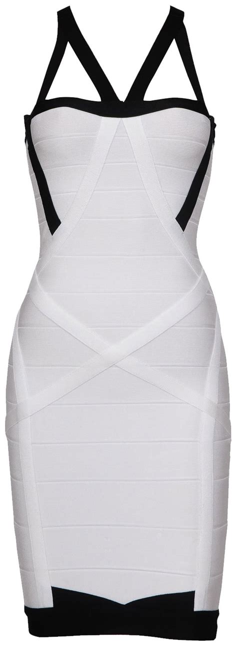 Cassie White And Black Bandage Dress