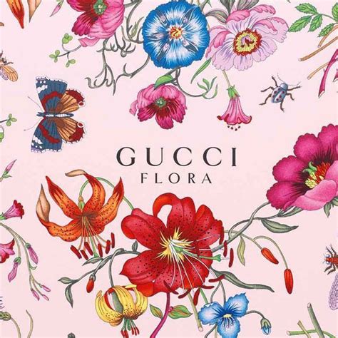 Gucci Flora Wallpaper With Colorful Flowers And Butterflies Vintage