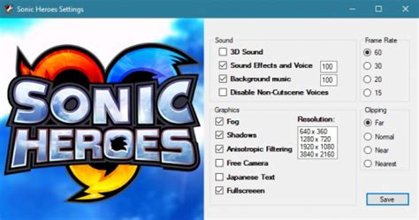 Sonic Heroes Settings Unofficial Patches Pcgamingwiki Pcgw Community