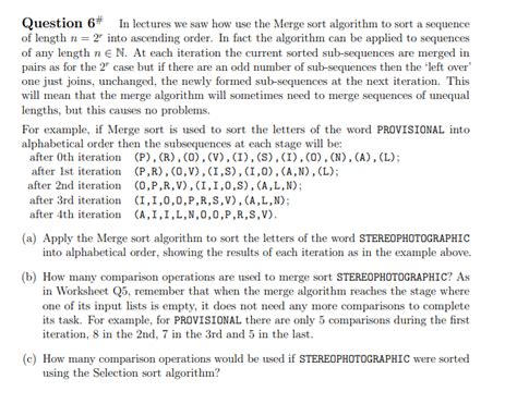 Solved Question 64 In Lectures We Saw How Use The Merge Sort
