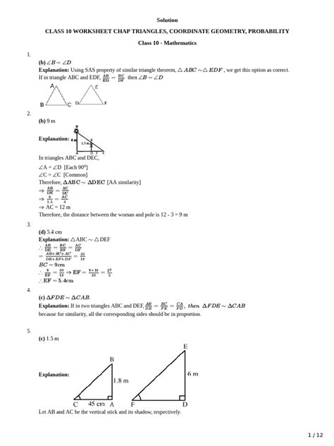 Class X Solutions Ch 6 7and 14 Pdf Triangle Angle