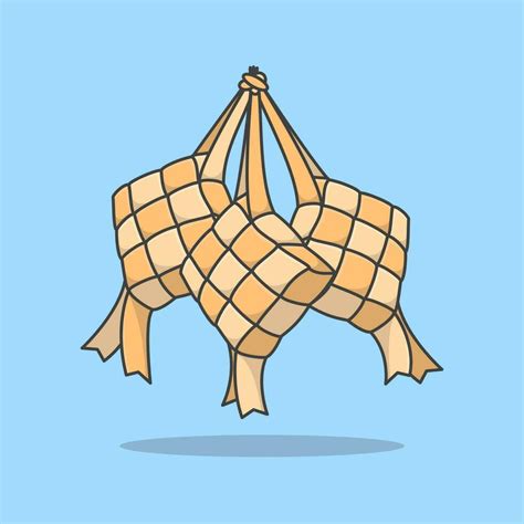 Ketupat Cartoon Vector Illustration Eid Al Fitr Ketupat Rice Cake Flat