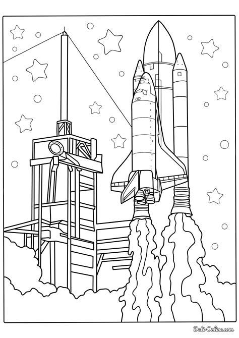 Раскраска Запуск ракеты Дискавери распечатать или скачать