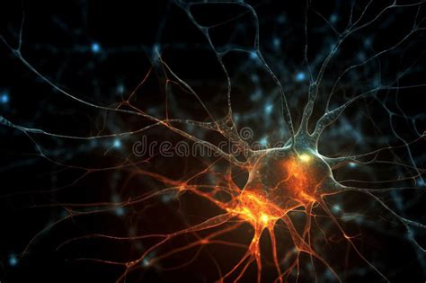 Neurons In The Brain Background From Generative Ai Stock Illustration