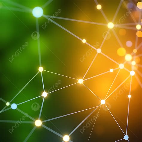 Abstract Network Design Of Glowing Nodes And Connections On A Vibrant Gradient Background
