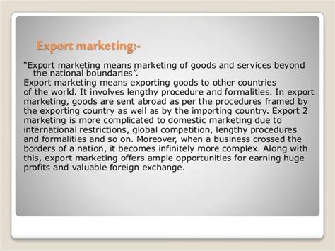 Factor Affecting Export Marketing