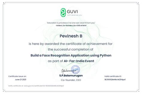 Pevinesh B On Linkedin Facerecognition Python Coding Artificialintelliegence Guvi