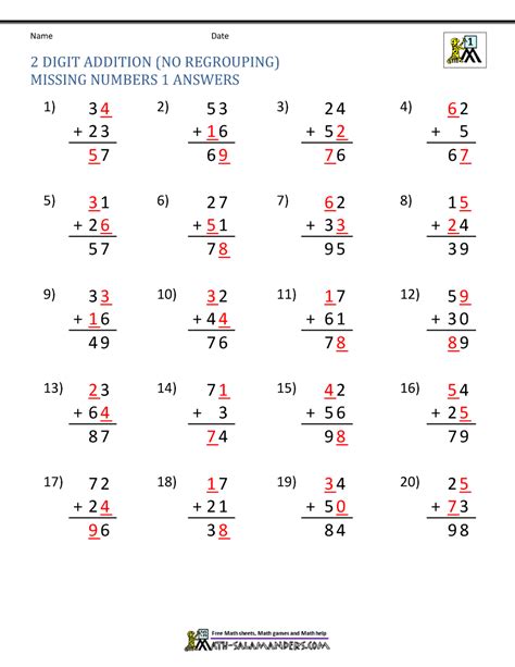Digit Addition Without Regrouping