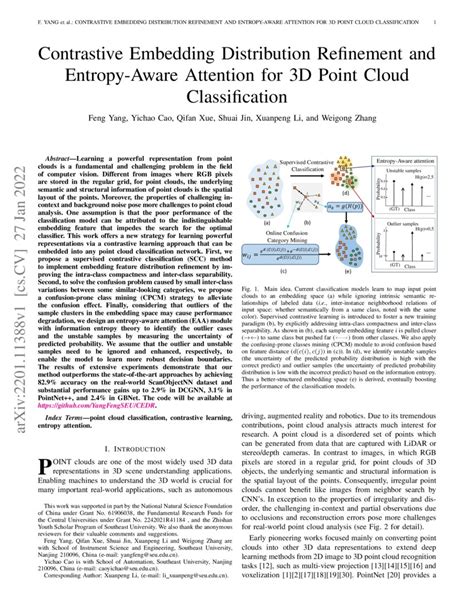 Contrastive Embedding Distribution Refinement And Entropy Aware Attention For 3d Point Cloud