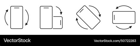 Rotate Mobile Phone Icon Set In Editable Line Vector Image