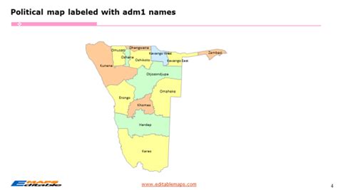 Namibia Map With Regions And Constituencies Editable PowerPoint Maps