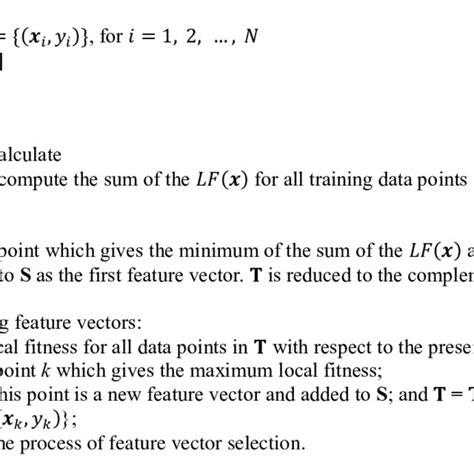 Pseudo Code Of The Feature Vector Selection Process Download High
