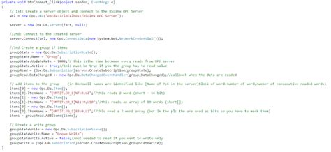 wpf and c with plc opc client c sample rslinx opc server