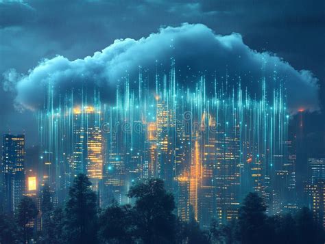 A Digital Cloud Symbolizing Modern Technology Connects Data Circuits