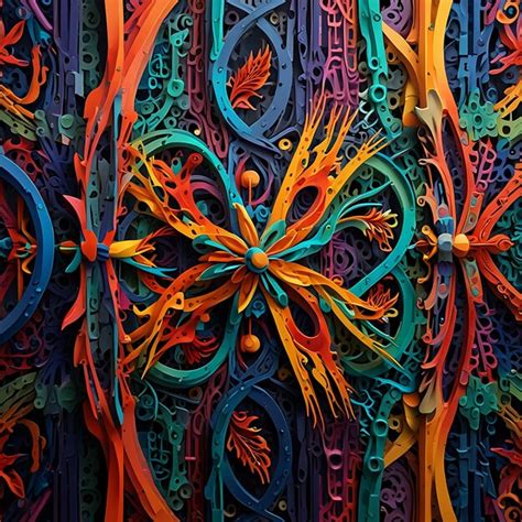 Intricate Abstract Art Featuring Interlocking Colorful Forms With
