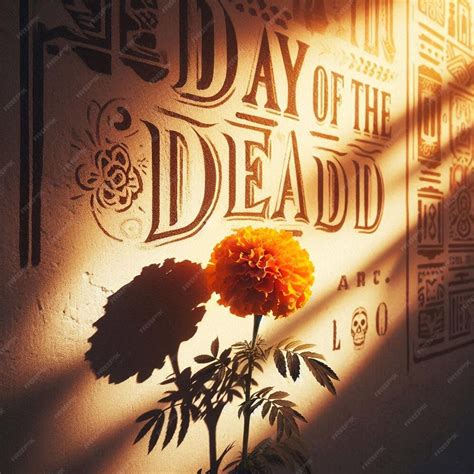 A Day Of The Dead Wall With A Flower In The Foreground Premium Ai