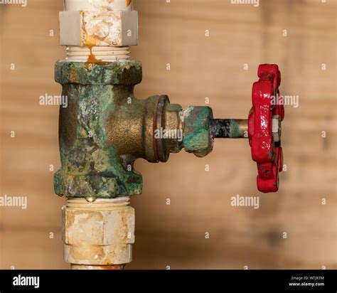 Pvc Plastic Plumbing Pipe With Brass Shutoff Valve Corroded And Leaking