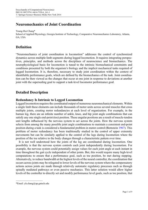 PDF Neuromechanics Of Joint Coordination