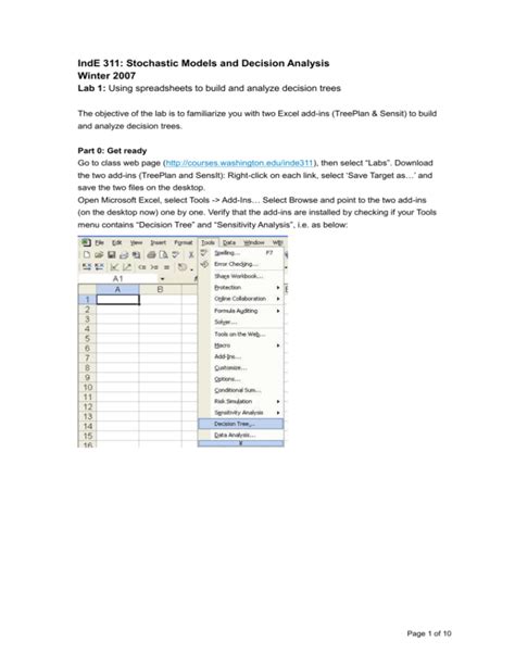 Using Spreadsheets To Perform Sensitivity Analysis On Decision Trees