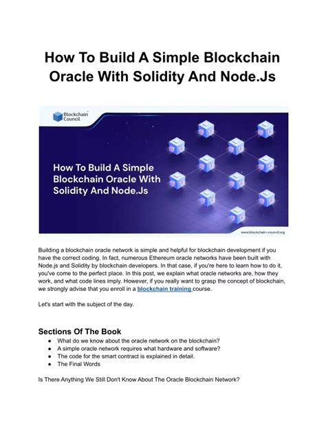 PPT How To Build A Simple Blockchain Oracle With Solidity And Node Js PowerPoint Presentation