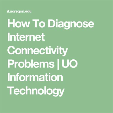 Diagnose Internet Connectivity Problems
