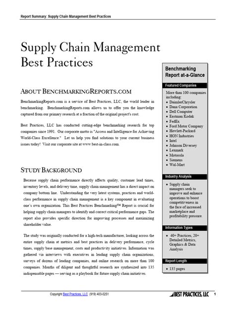 Supply Chain Best Practices Pdf Supply Chain Supply Chain Management