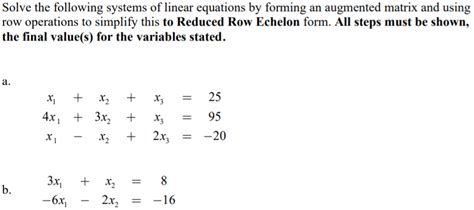 Solved Solve the following systems of linear equations by | Chegg.com