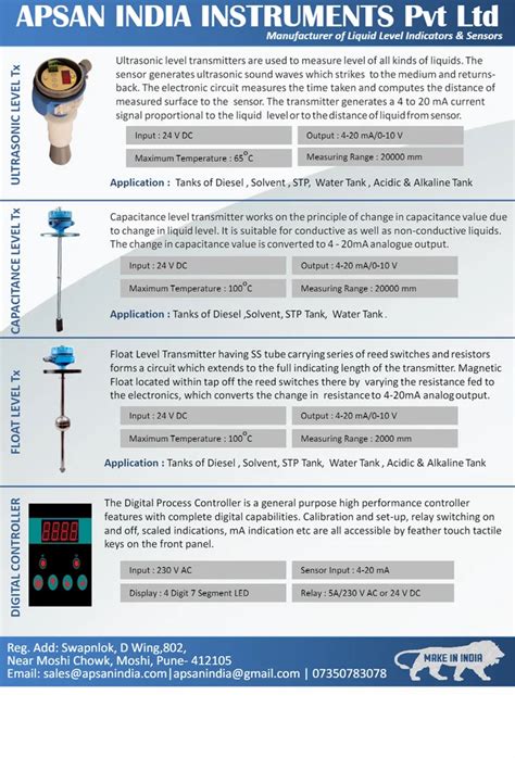 Apsan India 20 Ma Vibrating Fork Level Switch Pole And Throw Specification Spst At Rs 7000 In Pune