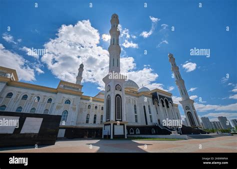 Exterior View Of The Huge Mosque Richly Decorated In Marble At The