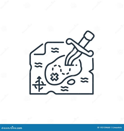 Treasure Map Icon Vector From Pirate Concept Thin Line Illustration Of Treasure Map Editable